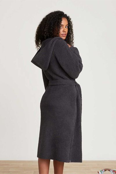Barefoot Dreams CozyChic Carbon Ribbed Hooded Robe : Think Her