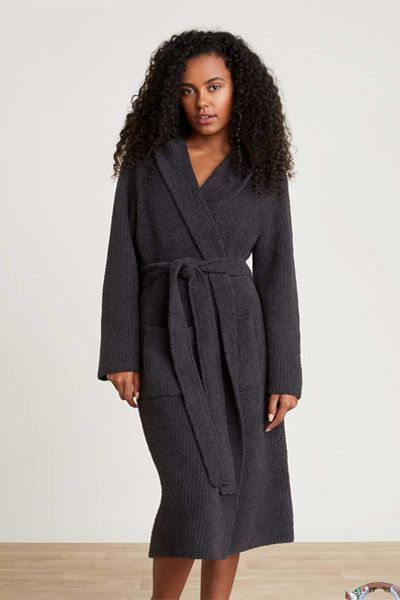 Barefoot Dreams CozyChic Carbon Ribbed Hooded Robe : Think Her