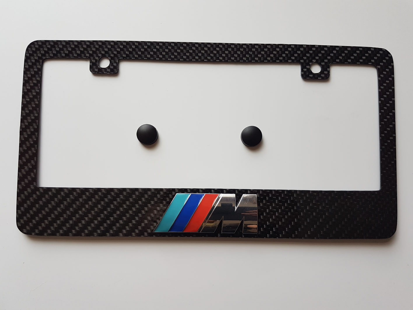 BMW Carbon Fiber License Plate Frame With 3D M Emblem