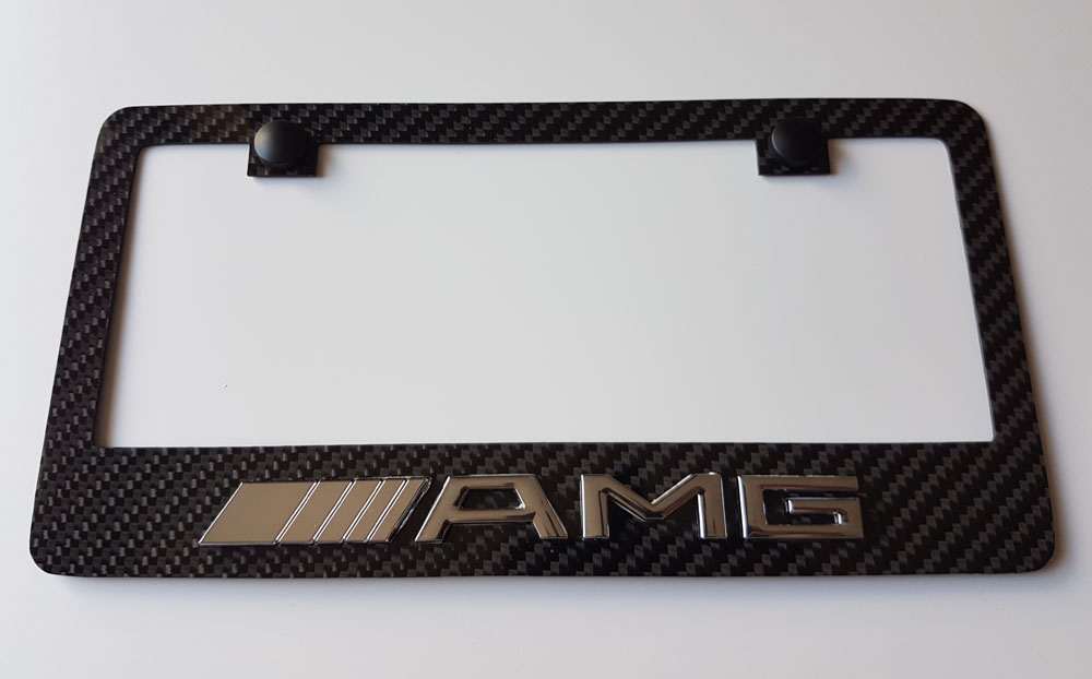 Carbon Fiber License Plate Frame with 3D AMG Emblem