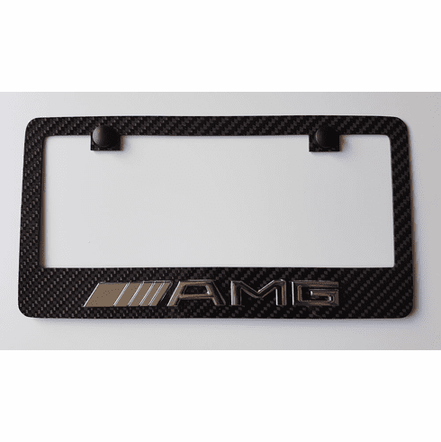 Carbon Fiber License Plate Frame with 3D AMG Emblem