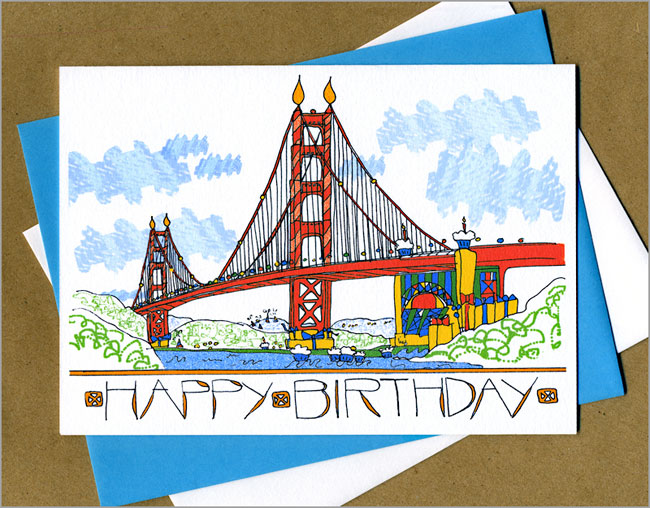 Golden Gate Bridge Birthday Card from Fast Snail Greetings