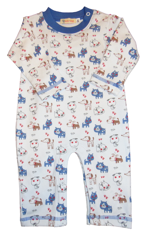 Luigi One Piece Boy Romper with Dog Print. Peruvian pima cotton.