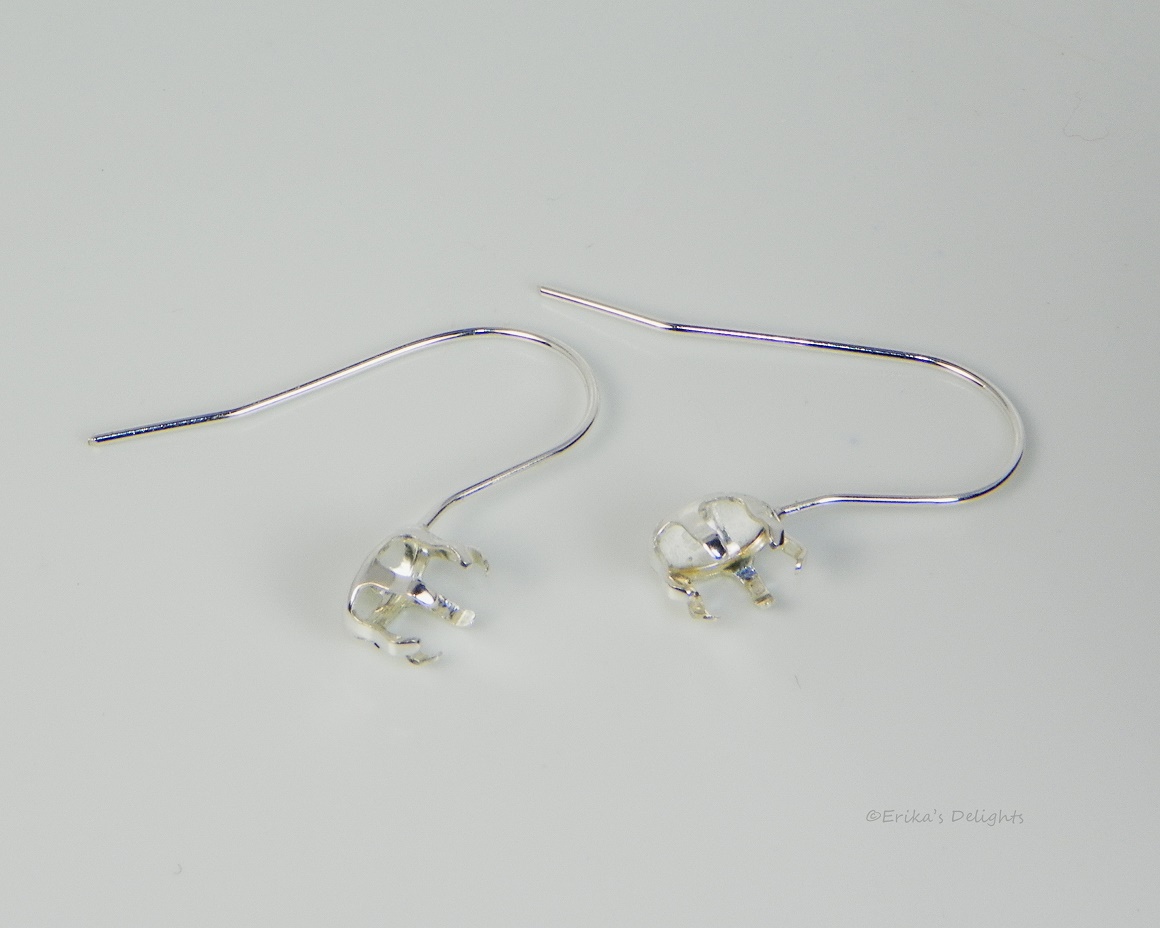 7x5 Oval Sterling Silver Snap Tite EARWIRE Earring Settings (6 Prong)