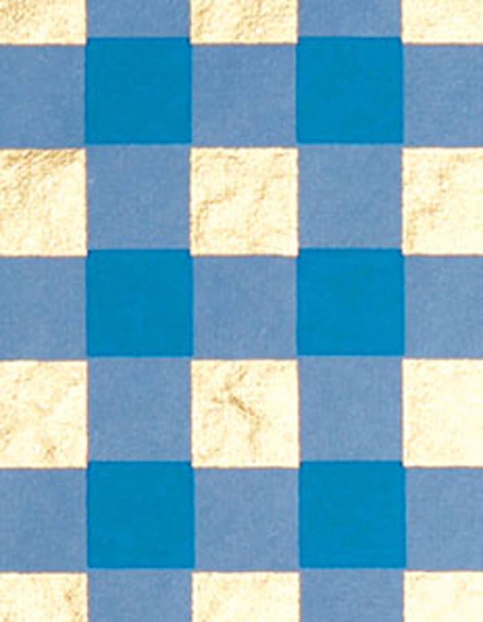 blue checkers chic designer eco-luxury handmade gift wrap paper