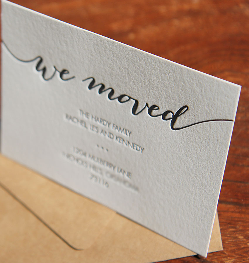 bohemian custom letterpress new address announcements
