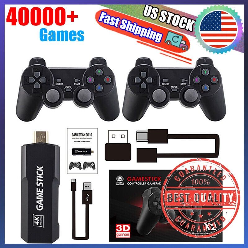 HDMI TV 4K Game Stick 64G 40000+ Games Video Game Console w/2*Wireless ...