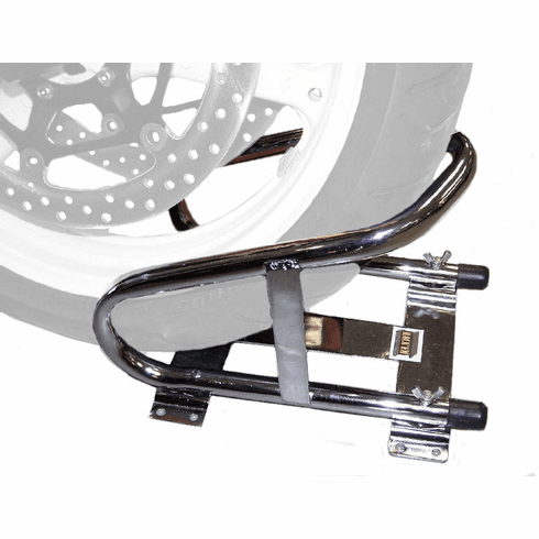 Stainless Steel Motorcycle Wheel Chock by Rack'em Mfg