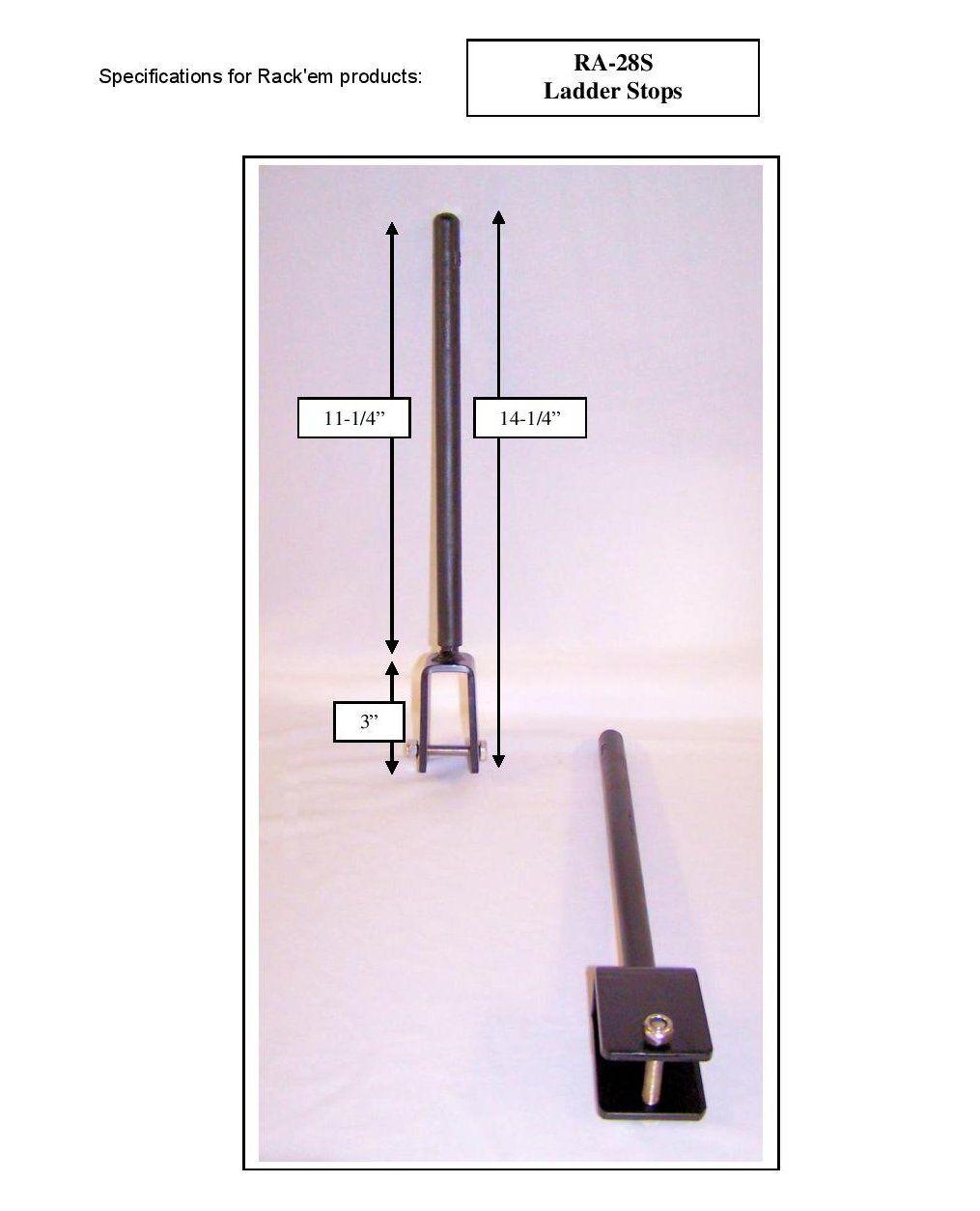 Ladder Rack Stops RA-28S Rack'em Mfg.
