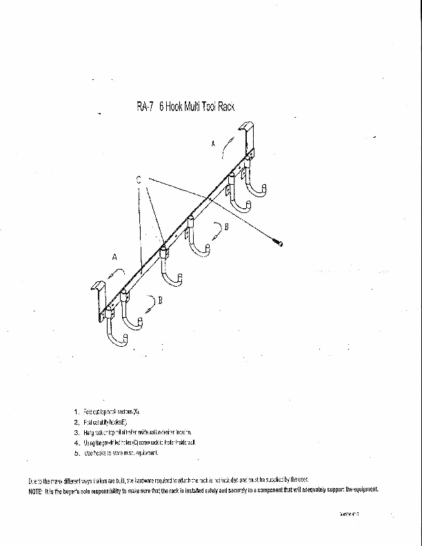 6-Hook Multi-Tool Rack RA-7 Rack'em Mfg.