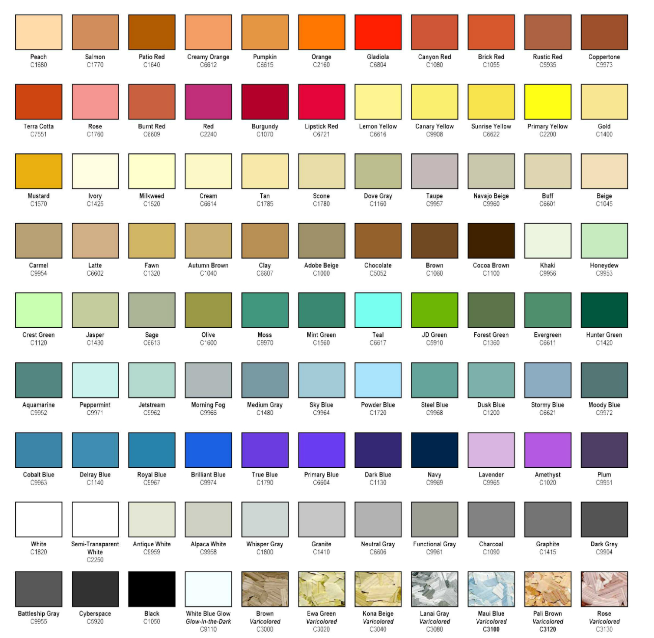 Paint chip colors store