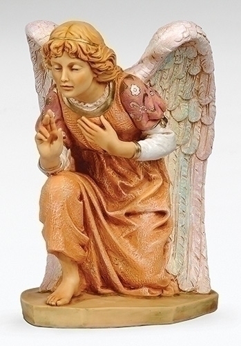 18 in Kneeling Angel Fig Left Hand Raised Fontanini | HolyFamilyOnline.com