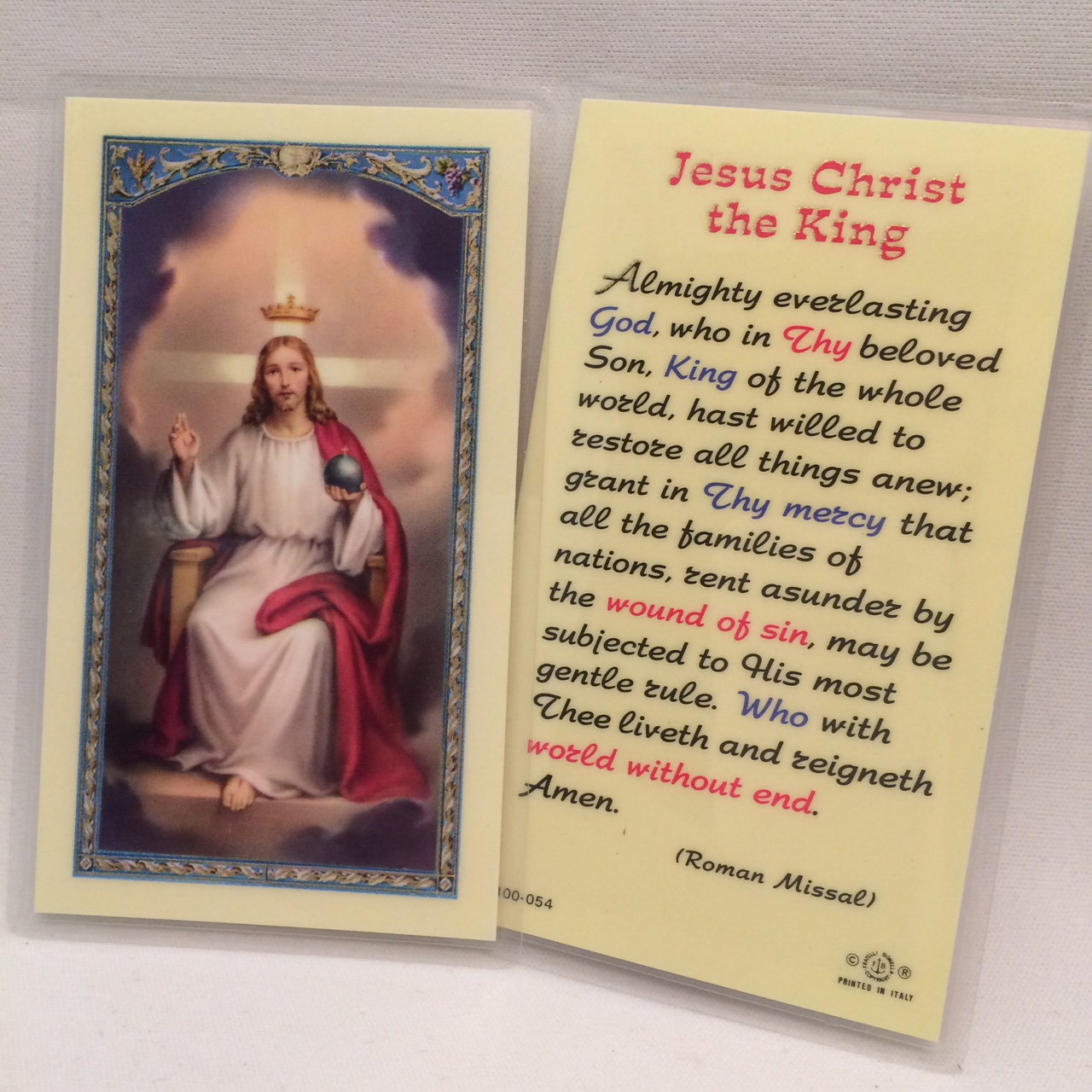 Christ the King Holy Laminated Card | HolyFamilyOnline.com