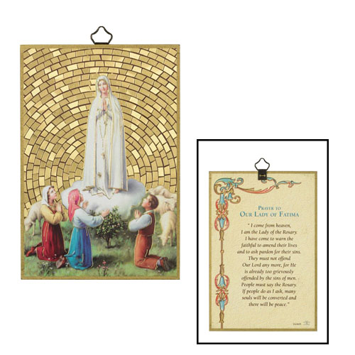 Deluxe Double-Sided Plaque- Our Lady of Fatima | HolyFamilyOnline.com
