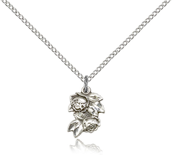 Sterling Silver Rose Medal Pendant | HolyFamilyOnline.com