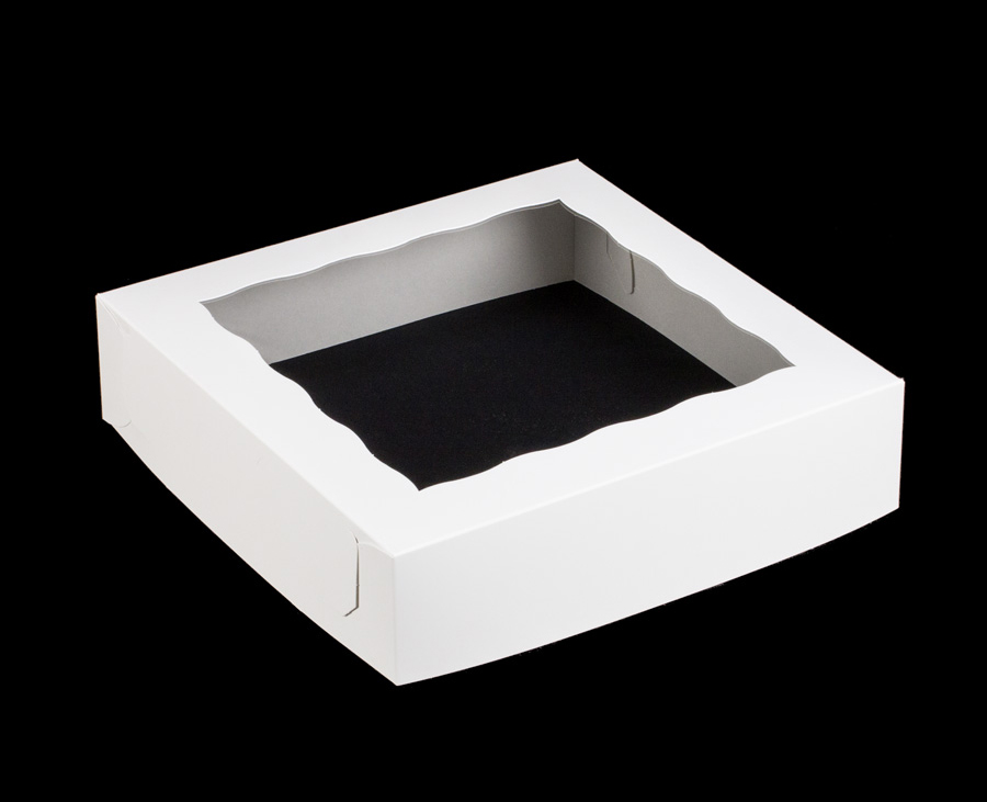 1251 - 12" x 12" x 3" White Lock & Tab Lid with Window Only