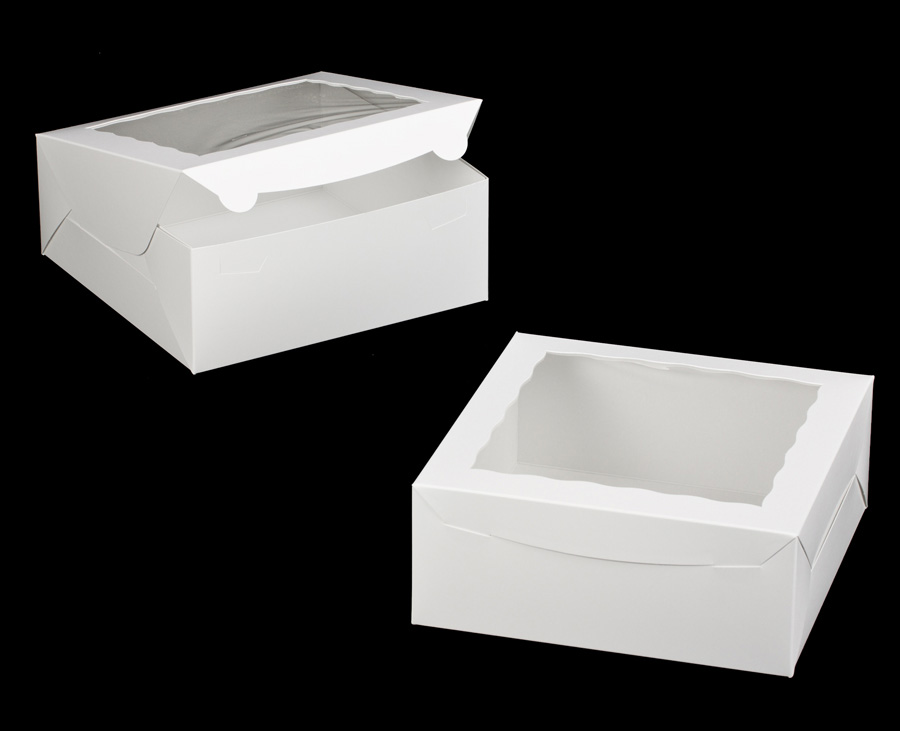 1892 - 10" x 10 "x 4" White Lock & Tab Box with Window