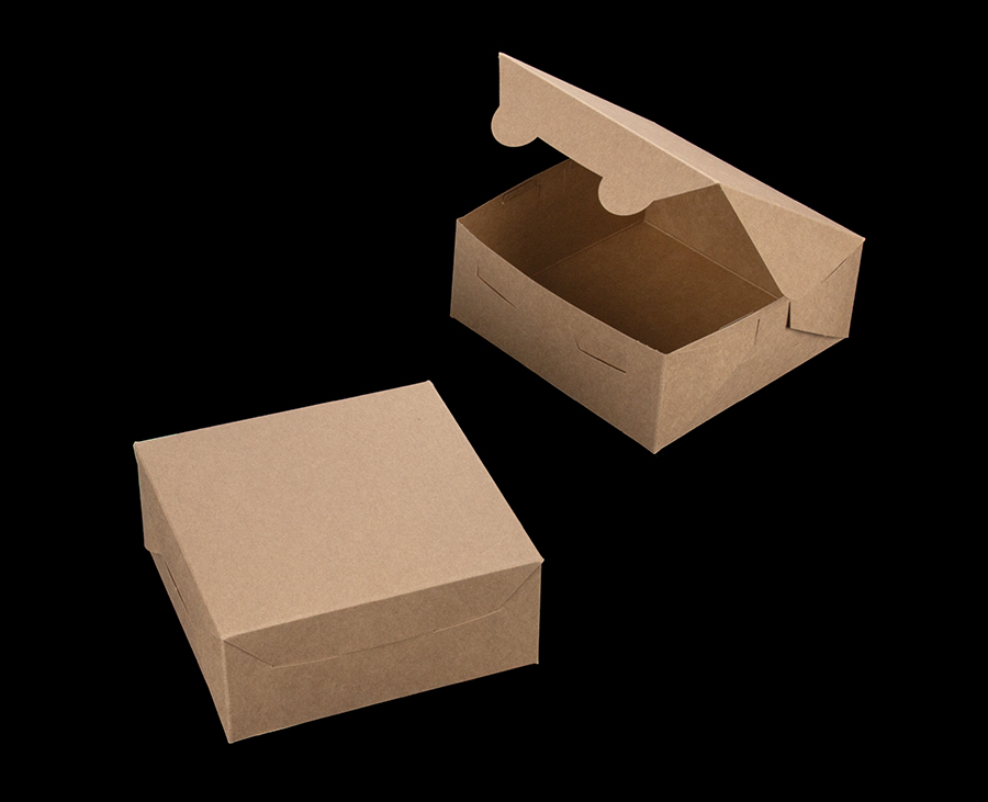 2367 - 6" x 6" x 2 1/2" Brown Lock & Tab Box without Window