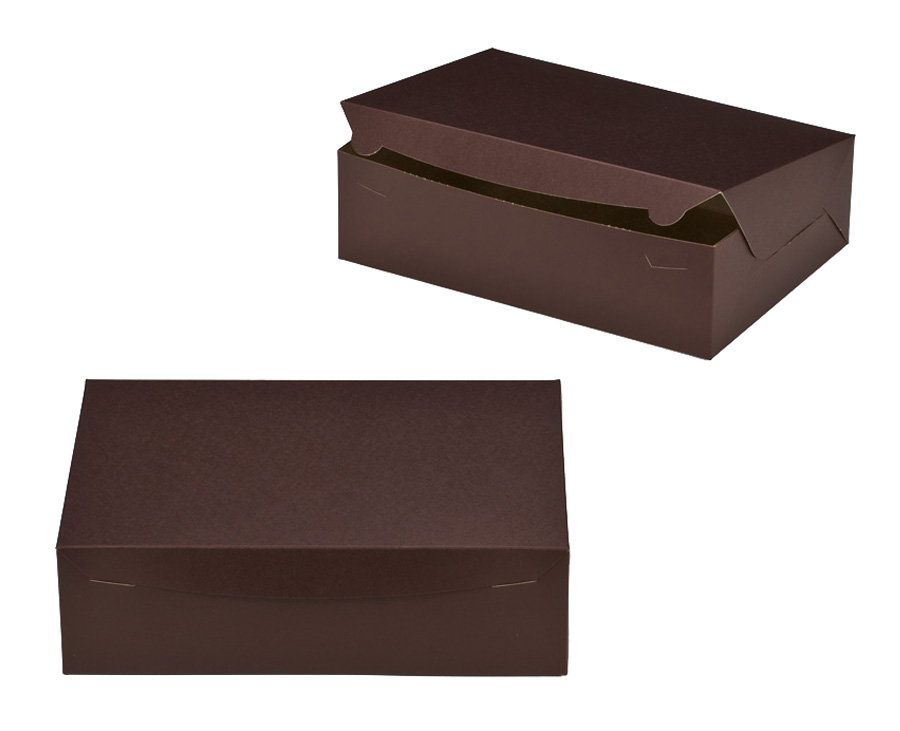 2888 - 14" x 10" x 4" Chocolate/Brown Lock & Tab Box without Window
