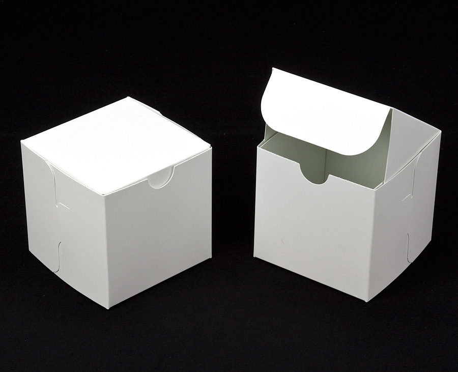 2908 - 4" x 4" x 4" White Lock & Tab Box without Window