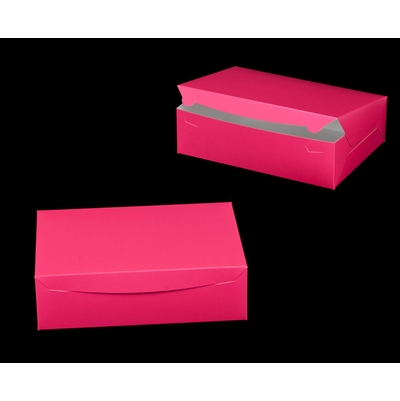 2924 - 14" x 10" x 4" Pink/White Lock & Tab Box without Window
