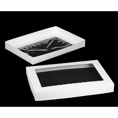 295 - 26" x 18" x 3" White/White Lock & Tab Box Lid Only, with Window