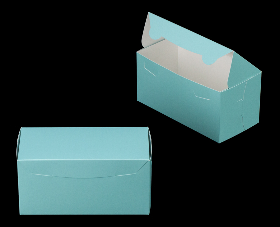 3037 - 8" x 4" x 4" Diamond Blue/White Lock & Tab Box without Window