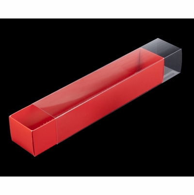 3194x3554 - 12" x 2 1/4" x 2" Red/White Macaron Box Base with Clear ...