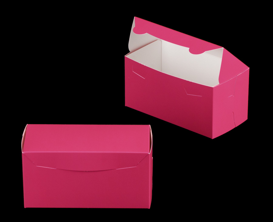 3243 - 8" x 4" x 4" Pink/White Lock & Tab Box without Window