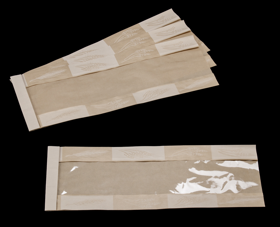 3332 - 6 1/2" x 2" x 17 3/4" Italian Loaf Bread Bag, Window, Artisan Print