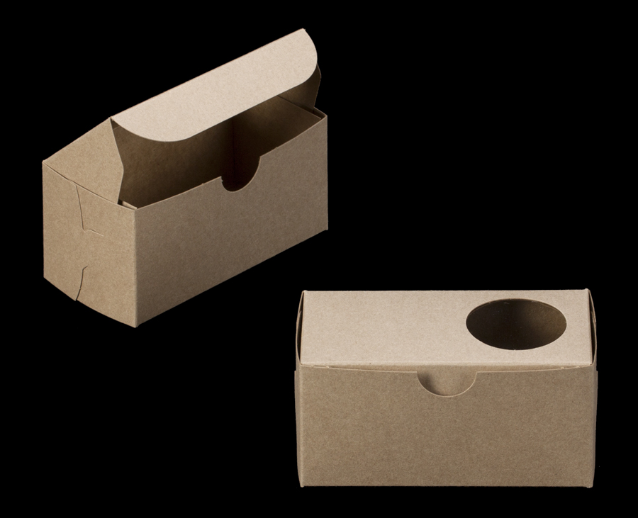 3376 - 5" x 2 1/2" x 2 1/2" Brown Lock & Tab Box with Window