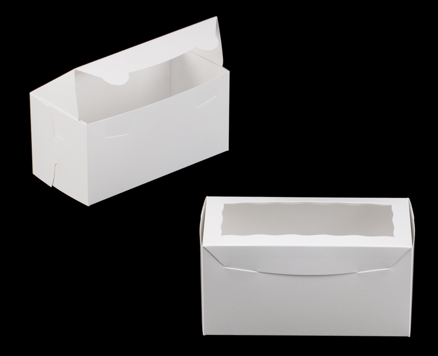 3396 - 8" x 4" x 4" White/White Lock & Tab Box with Window