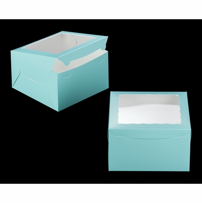3468 - 10" x 10" x 6" Diamond Blue/White Lock & Tab Box with Window