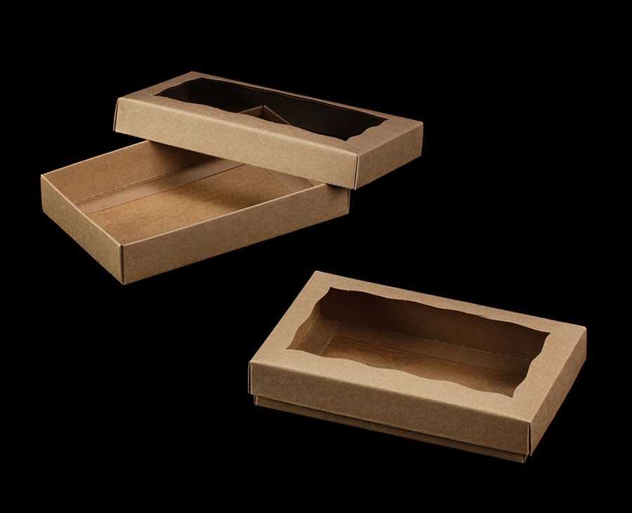 3517x3525 - 7" x 4 3/8" x 1 1/4" Brown Simplex Box Set, with Window