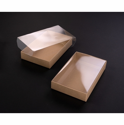 3517x4484 - 7" x 4 3/8" x 1 1/4" Brown Simplex Box Set, with Clear Lid