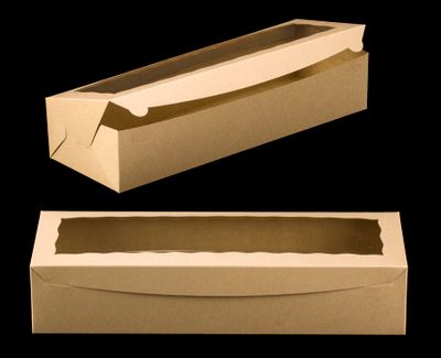 3543 - 20" x 7" x 4" Brown Lock & Tab Box with Window