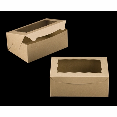 3600 - 10" x 7" x 4" Brown Lock & Tab Box with Window