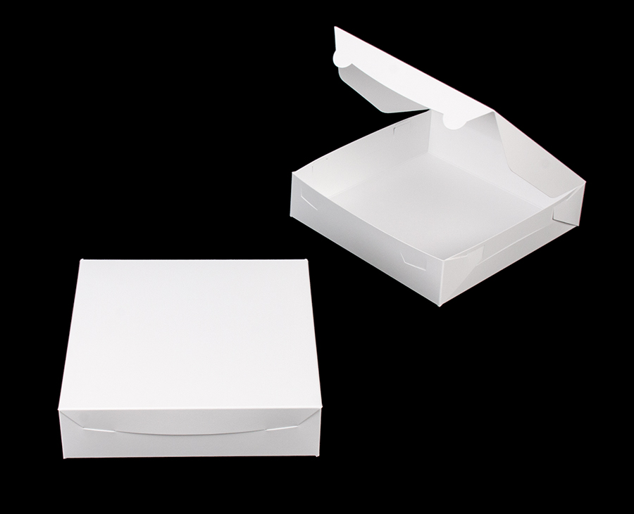 3609 - 10" x 10" x 2 1/2" White Lock & Tab Box without Window