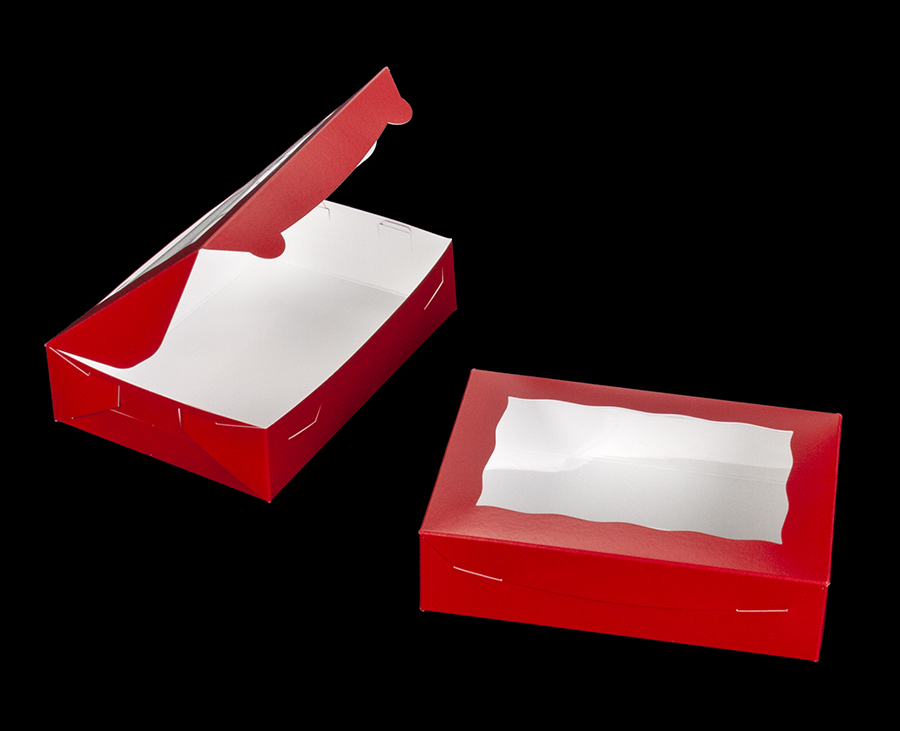 3685 10 X 7 X 2 1 2 Red White Lock Tab Box With Window 3685 10 X 7 X 2 1 2 Red White Lock Tab Box With Window
