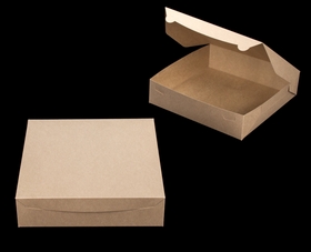 3994 - 12" x 12" x 3" Brown Lock & Tab Box with Window