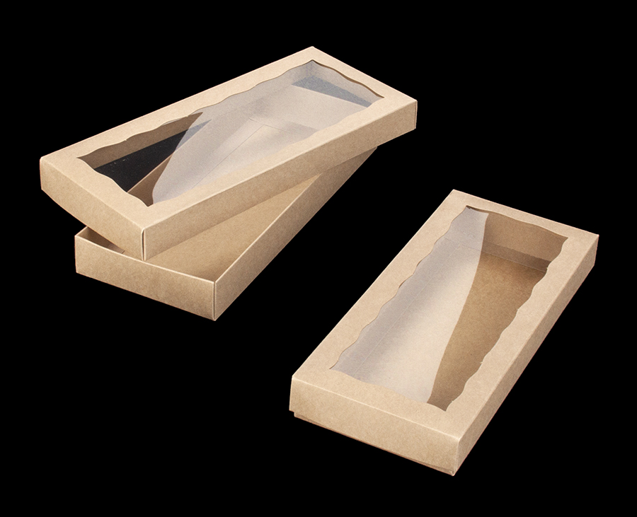 4092x4095 - 12" x 5" x 1 1/2" Brown/Brown Simplex Box Set, with Window