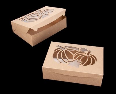 4192 - 14" x 10" x 4" Brown Pumpkin Window Lock & Tab Box