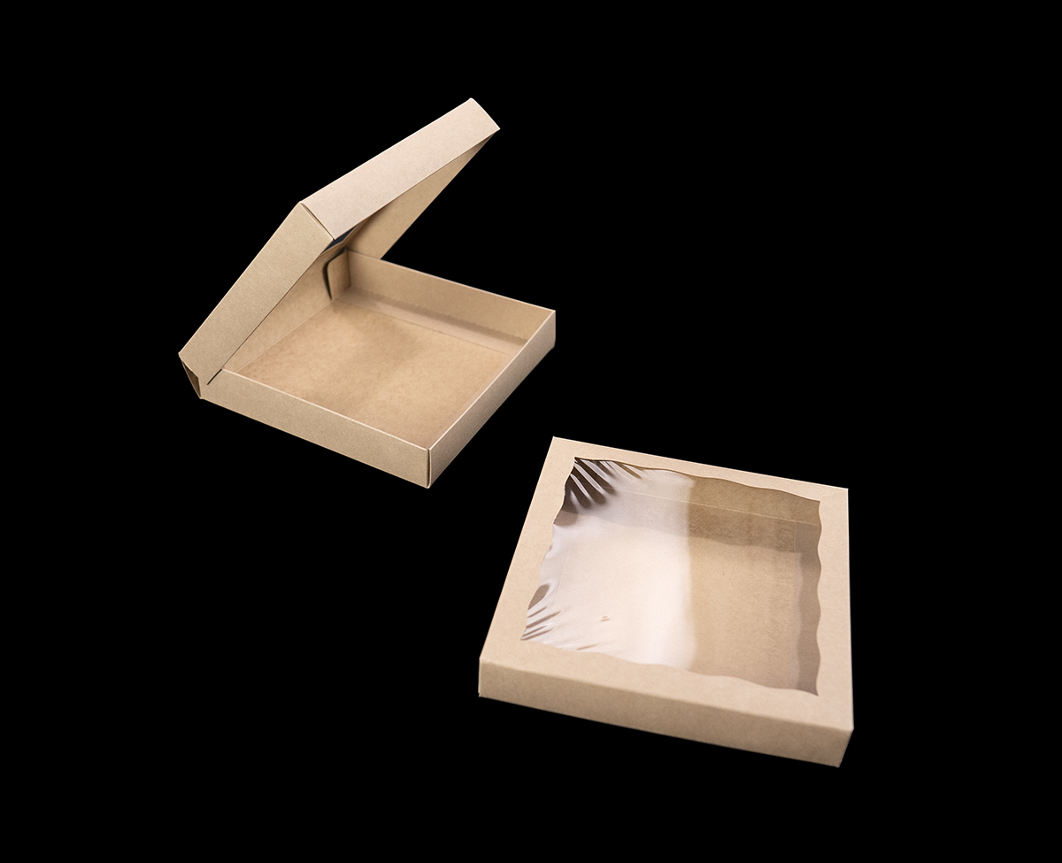 4224 - 8" x 8" x 1 1/2" Brown Simplex Box with Window