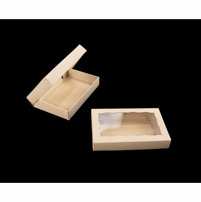 4225 - 8" x 5" x 1 1/2" Brown Simplex Box with Window