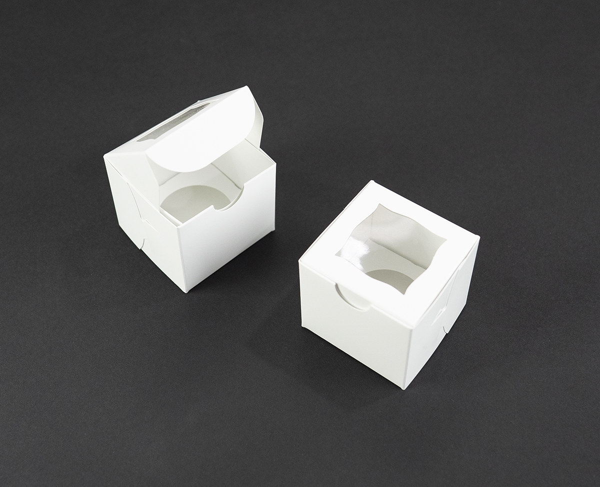 4411 - 3" x 3" x 3" 1-Count Chocolate Bomb Box with Attached Insert, White