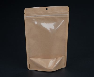 4576 - Kraft-Backed Stand-Up Pouch with Zipper, Hang Hole 5 7/8" x 3 1/ ...