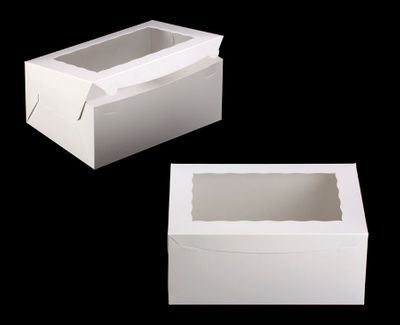 750 - 14" x 10" x 6" White Lock & Tab Box with Window