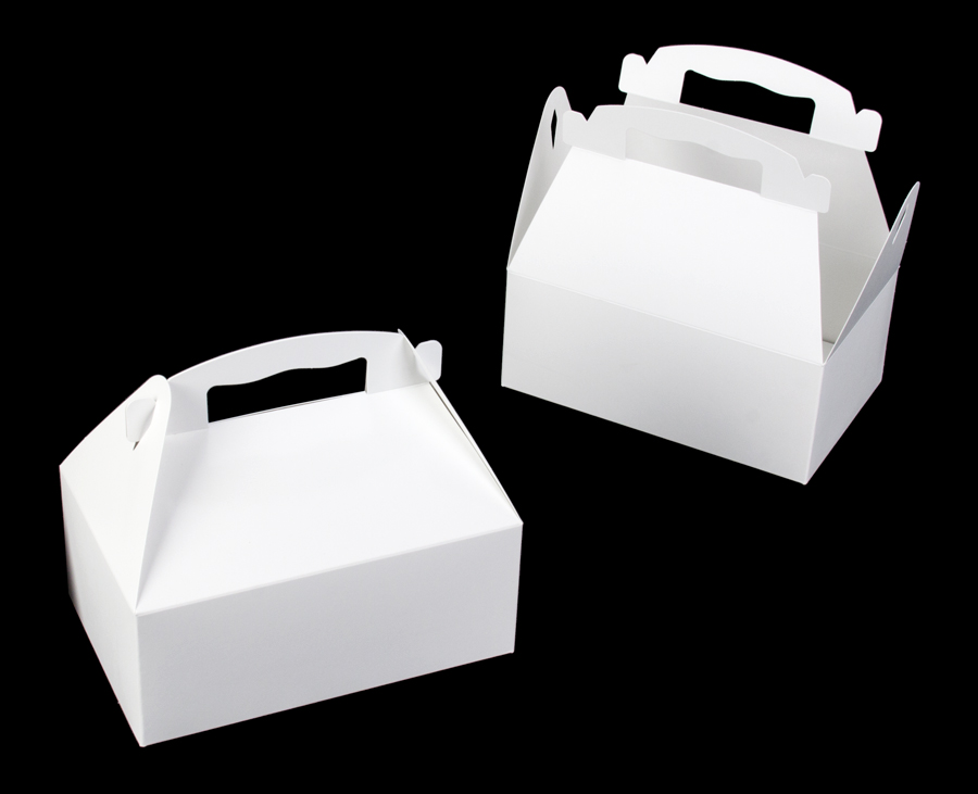 867 - 8 1/2" x 5 1/2 " x 3 1/2" White Auto Bottom Gable Top Box