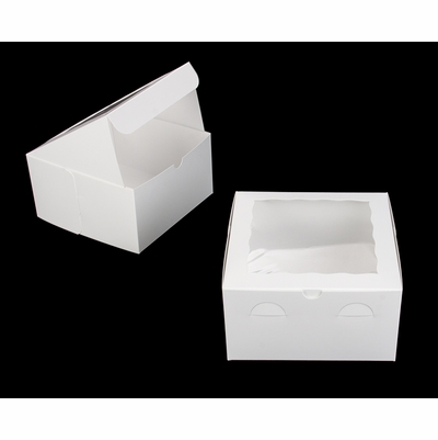 950 - 9" x 9" x 5" White/White Lock & Tab Box with Window