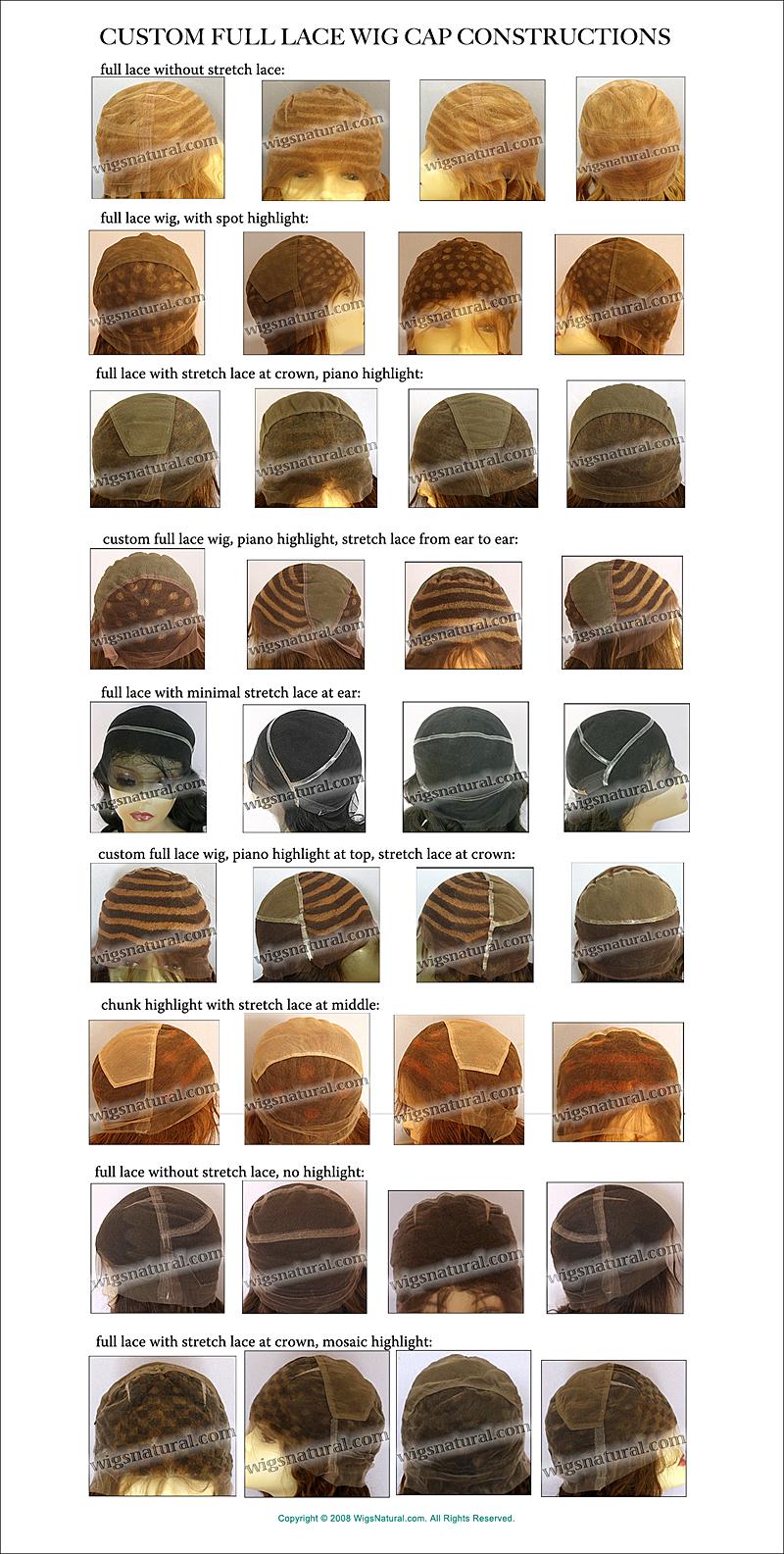 Cap Construction - custom Full lace wigs